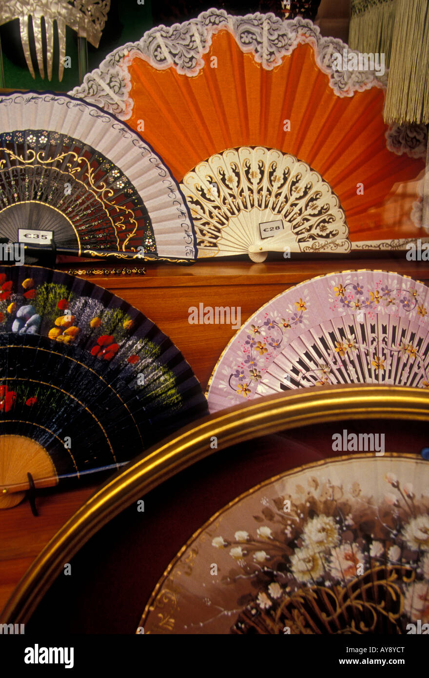 fans, window display, Madrid, Madrid Province, Spain, Europe Stock ...