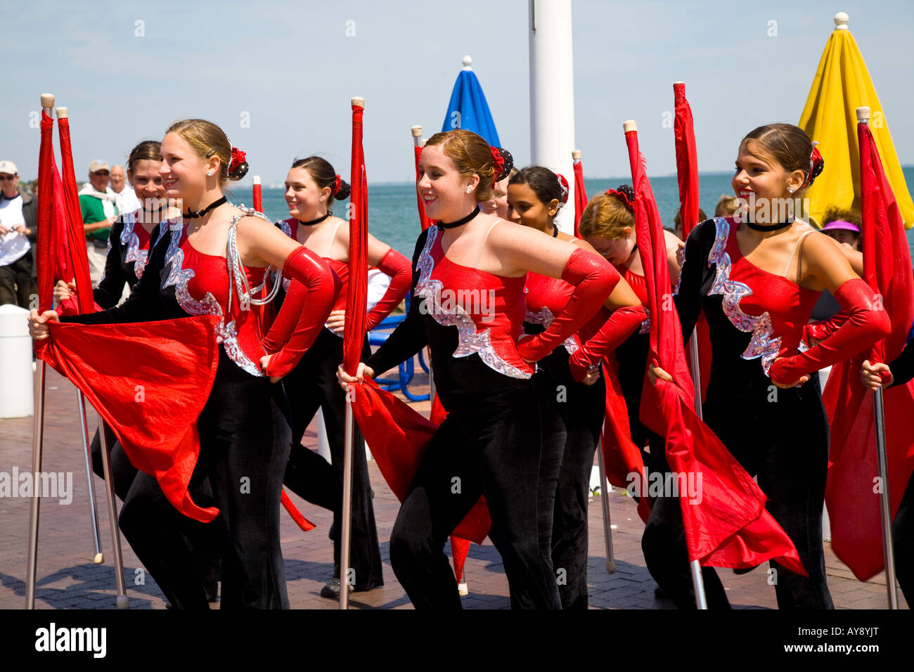 Baton Twirlers Marching Band at St Petersburg in Florida USA Stock ...