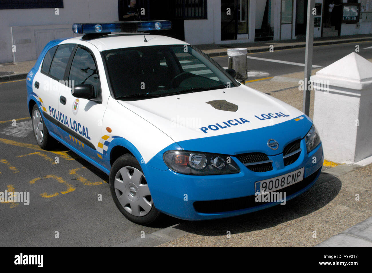 Playa Blanca local police car in Lanzarote Stock Photo - Alamy