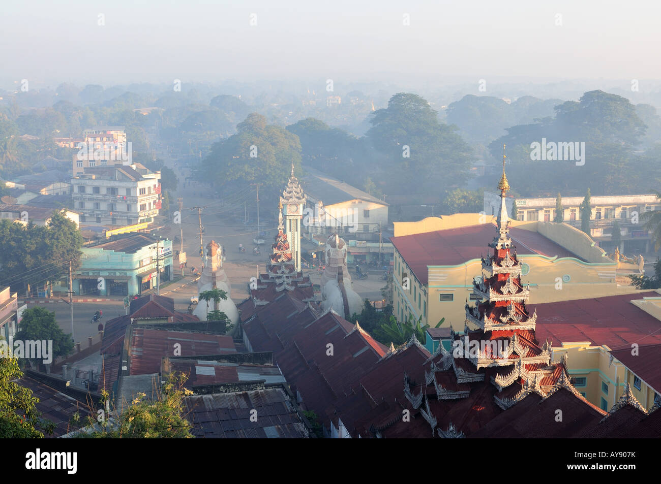 The town of Pyay seen from The Shwesandaw pagoda Pyay Myanmar Stock ...