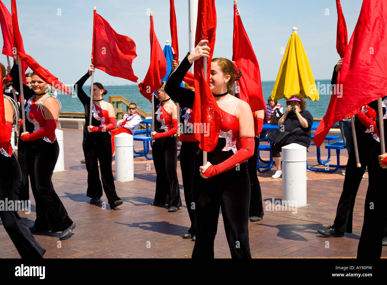 Baton Twirlers Marching Band at St Petersburg in Florida USA Stock ...
