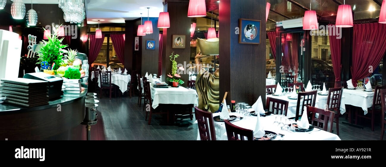 PARIS France, Wide Angle, Panoramic View, Modern Japanese Restaurant ...