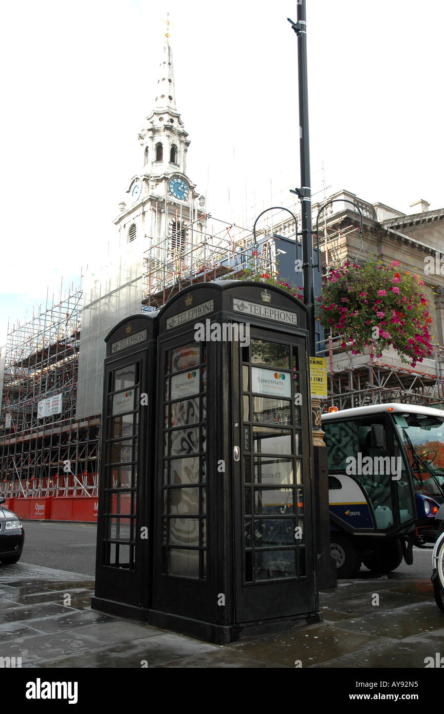 Black phone booths in London, UK Stock Photo - Alamy