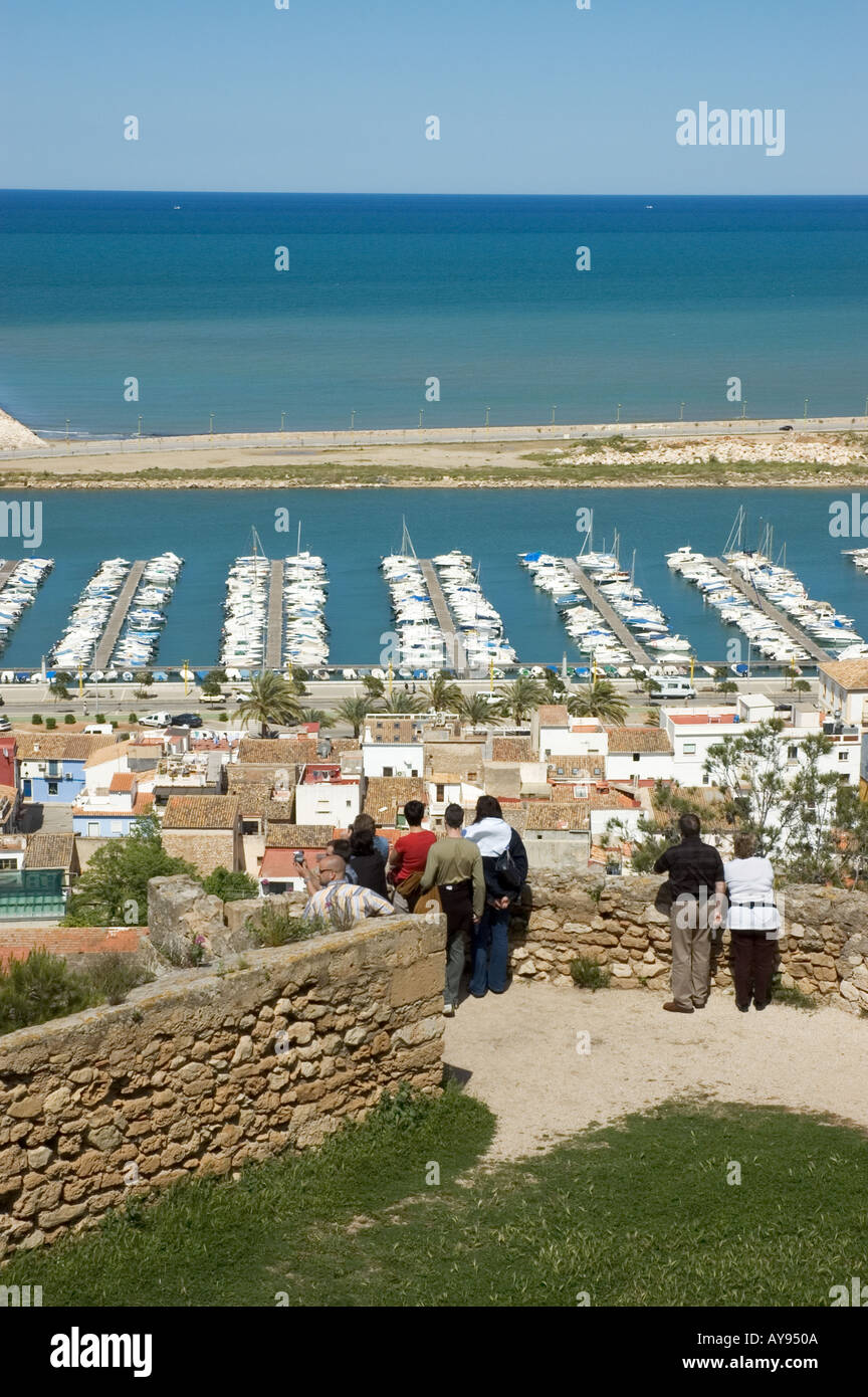 Spain Valencia Province Denia marina and waterfront from fort Stock ...