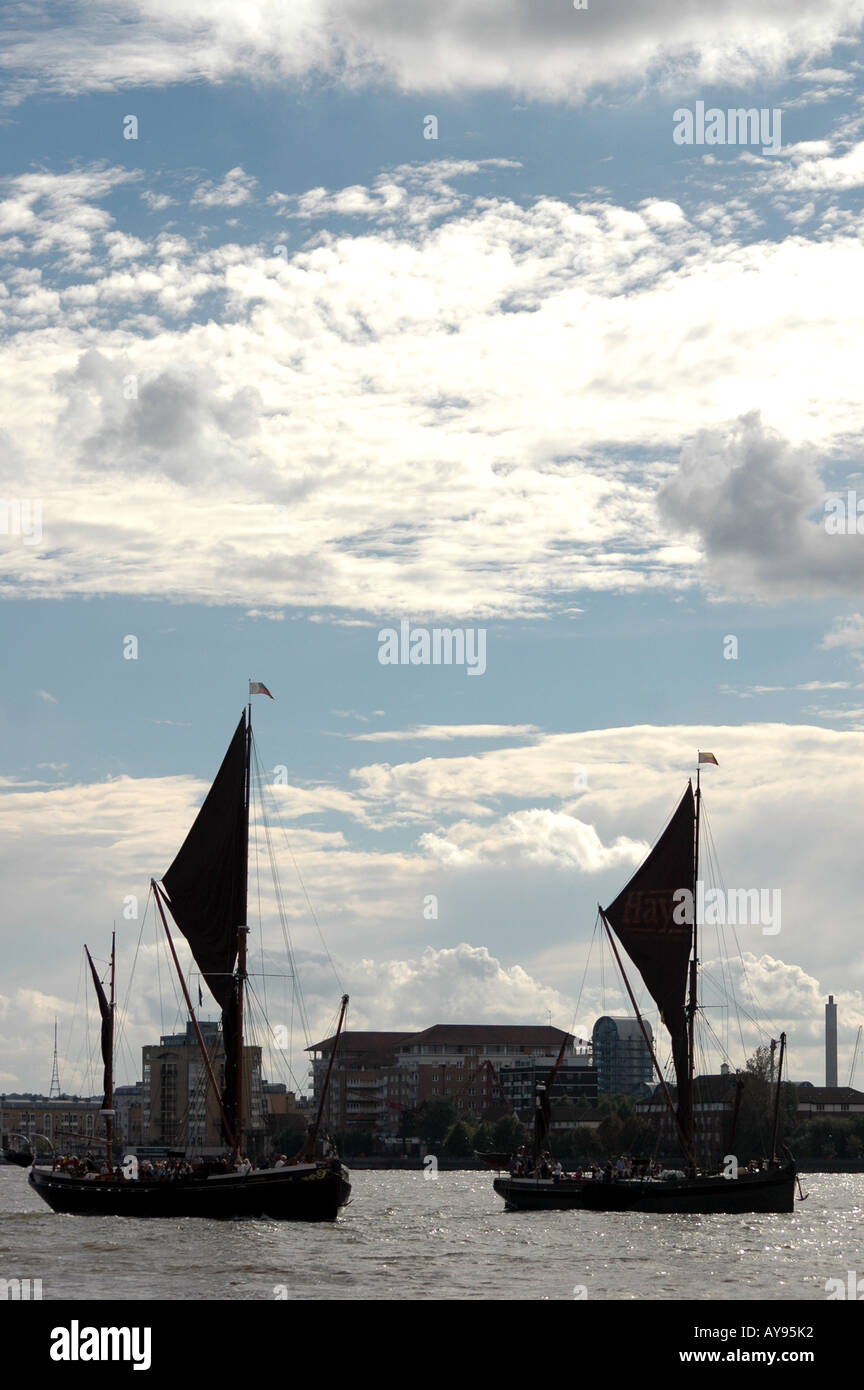 Sailing Barge on Thames River in London Stock Photo - Alamy