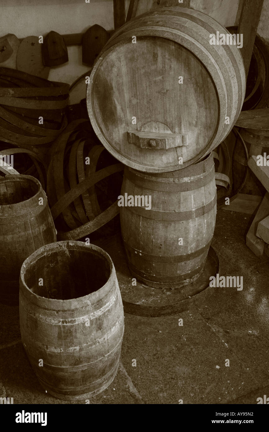 Wine barrels in cooperage hi-res stock photography and images - Alamy