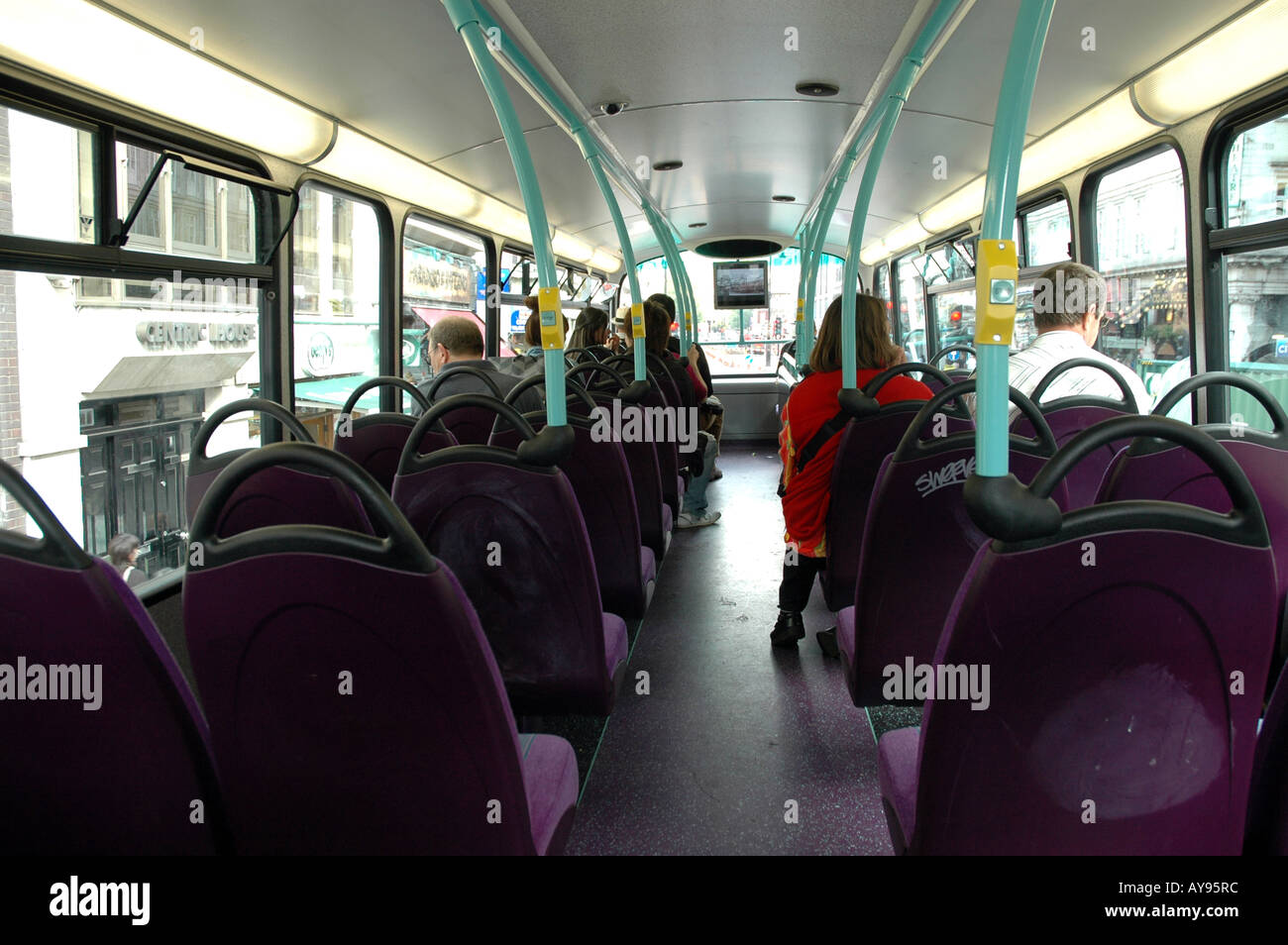 Inside the London bus Stock Photo - Alamy