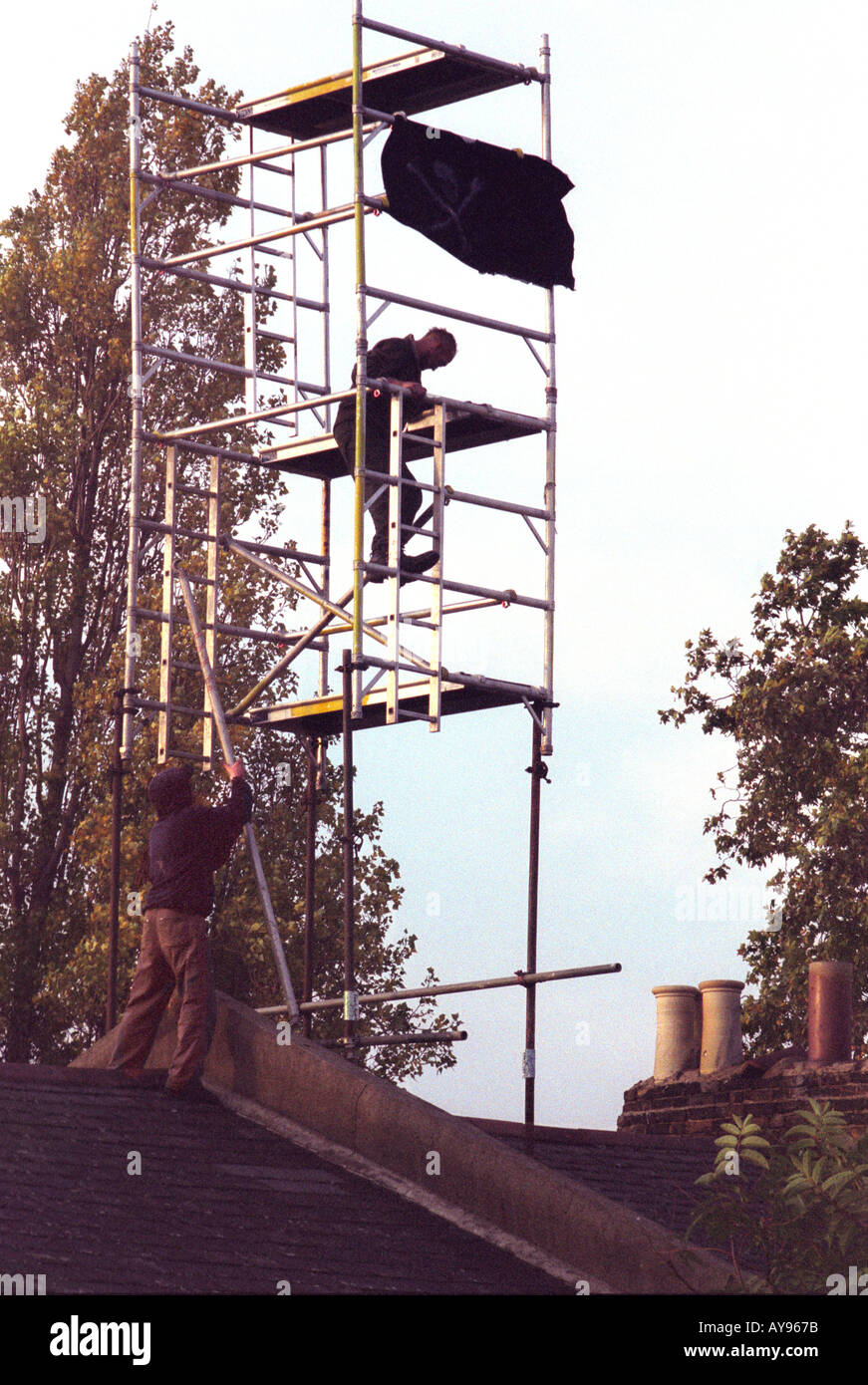 Escape tower built on roof top squatted house in st Agnes place ...