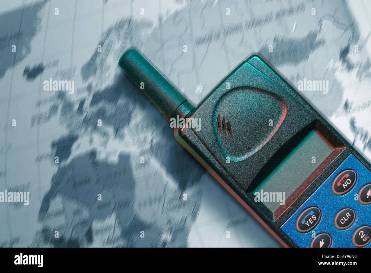 Mobile Phone on Map Stock Photo - Alamy