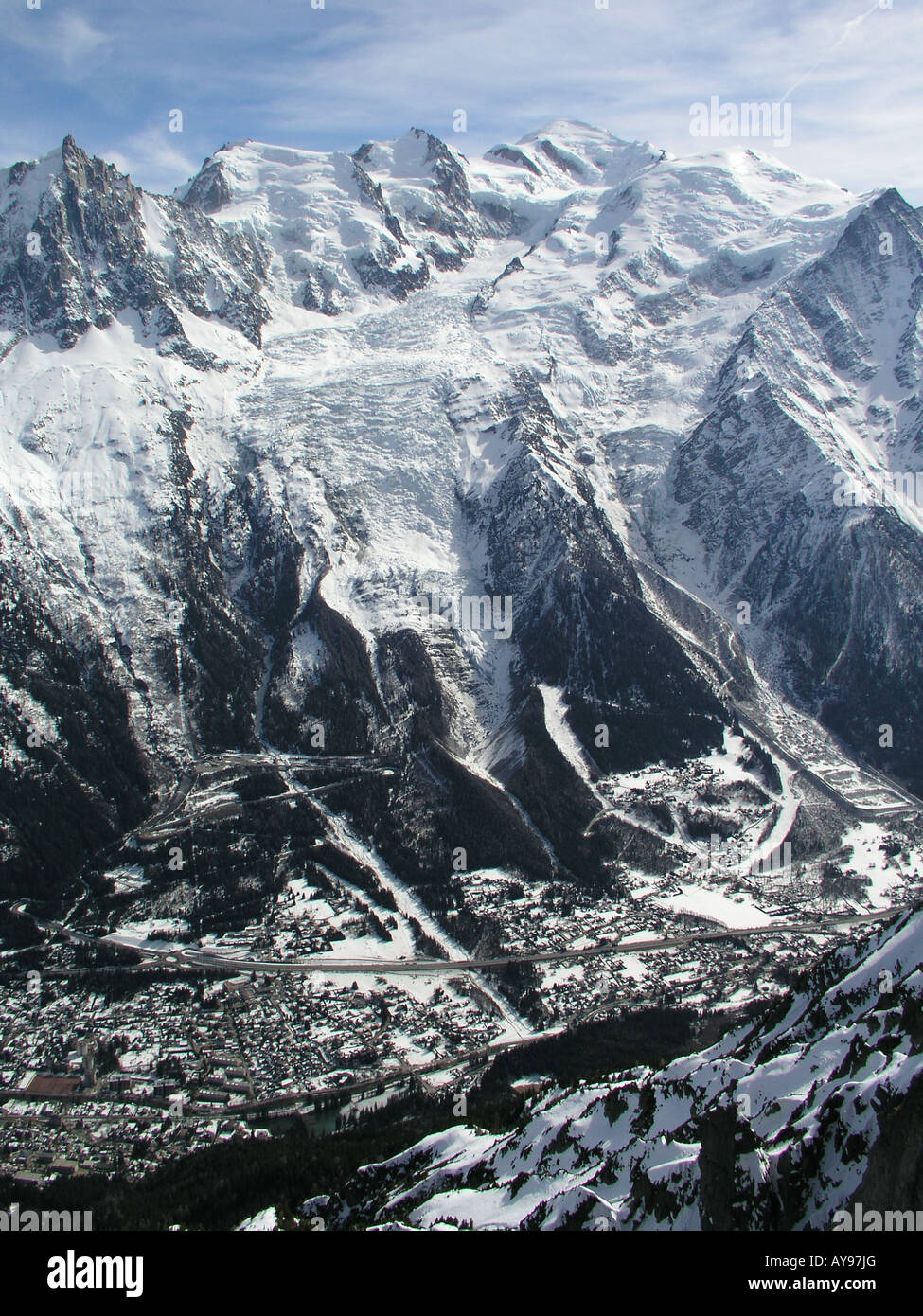 VIEW OF THE CHAMONIX VALLEY Stock Photo - Alamy