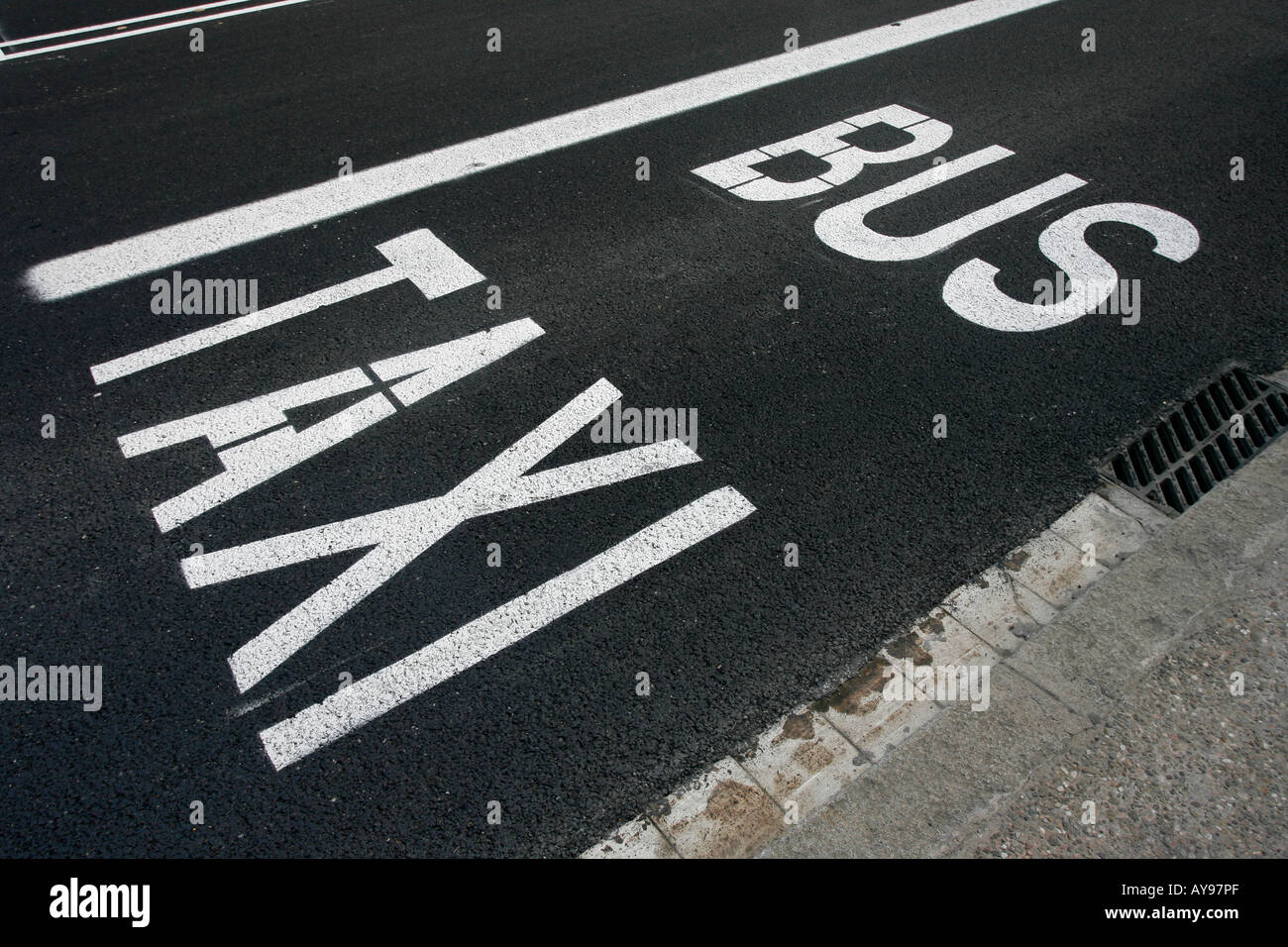 Bus and Taxi lane in Barcelona Spain Europe Stock Photo - Alamy