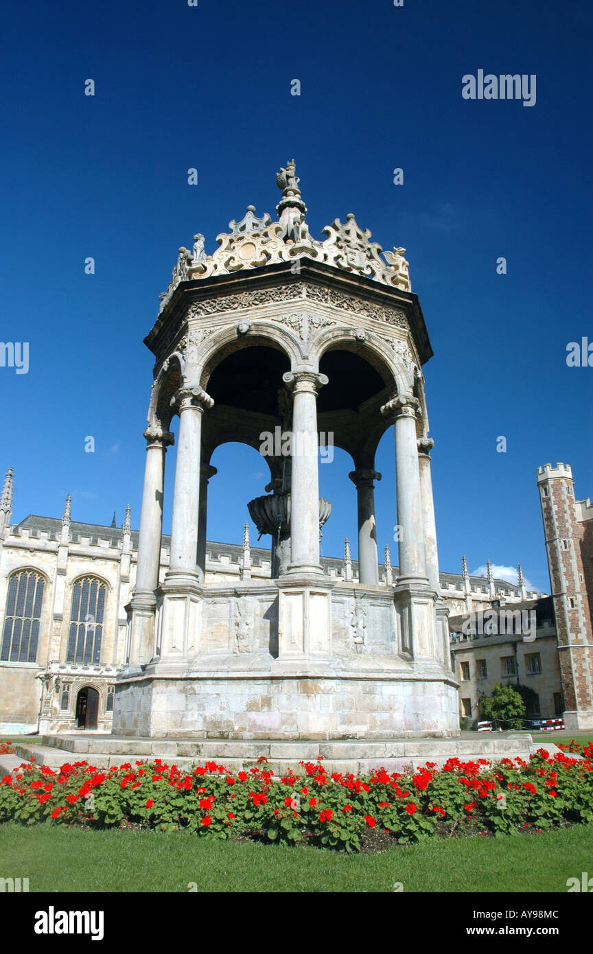 Fountain at Great Court on Trinity College in Cambridge, UK Stock Photo ...