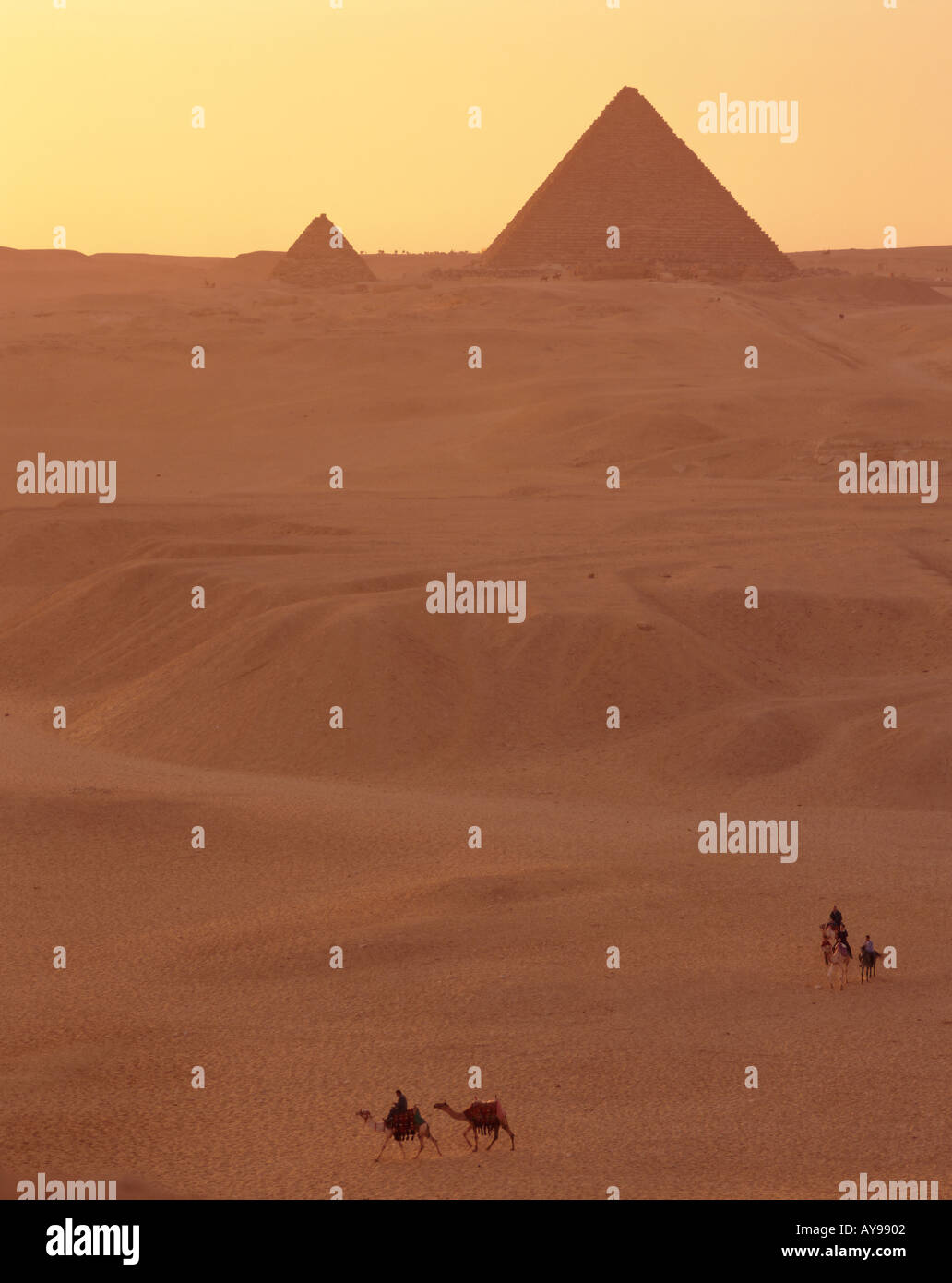 The Pyramids at sunset Giza Egypt Stock Photo - Alamy