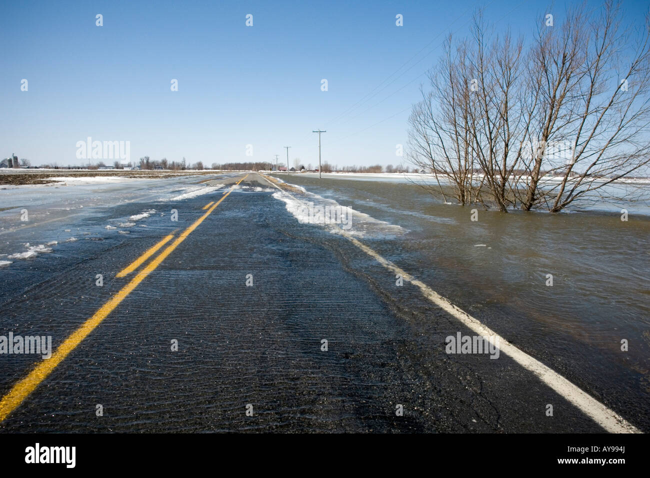 Spring thaw. - icy road Stock Photo - Alamy