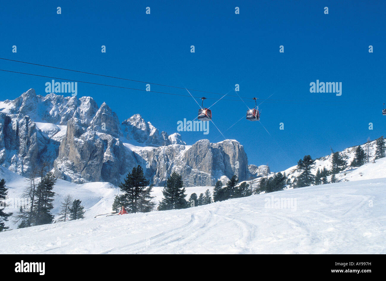 CABLE CAR IN PASSO DI GARDENA SELVA GARDENA ITALY Stock Photo - Alamy