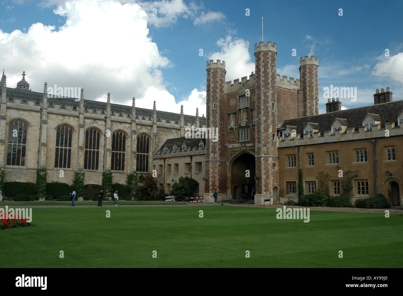 Great Gate and a chapel at Great Court in Trinity College, Cambridge ...
