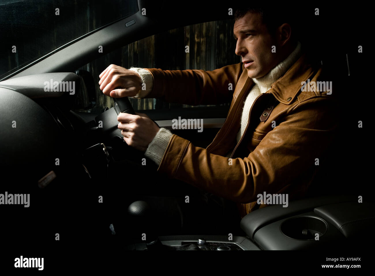MAN DRIVING CAR Stock Photo - Alamy
