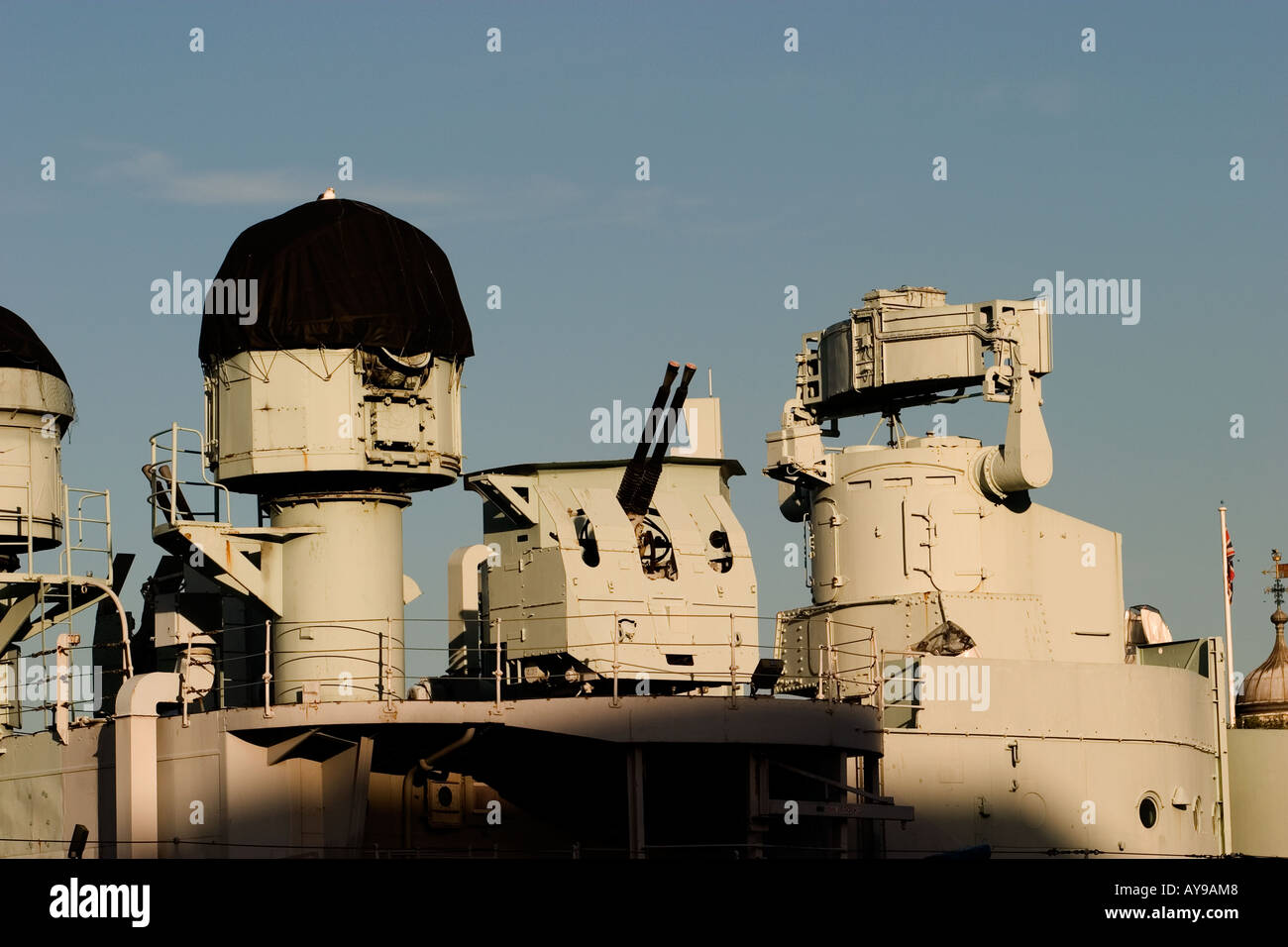 HMS Belfast gun turret detail Stock Photo - Alamy