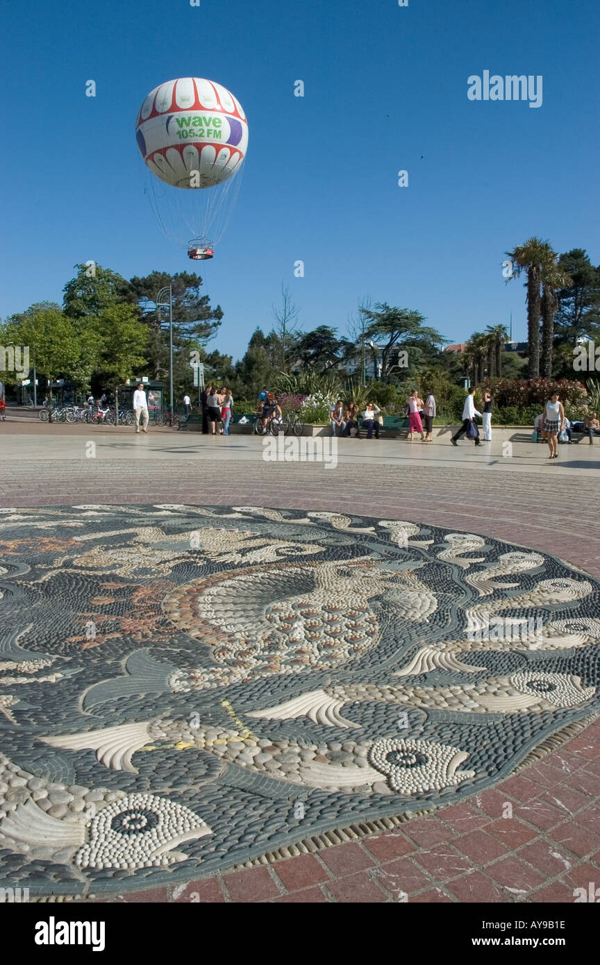 UK Dorset Bournemouth town center with fish mosaic and Bournemouth Eye ...
