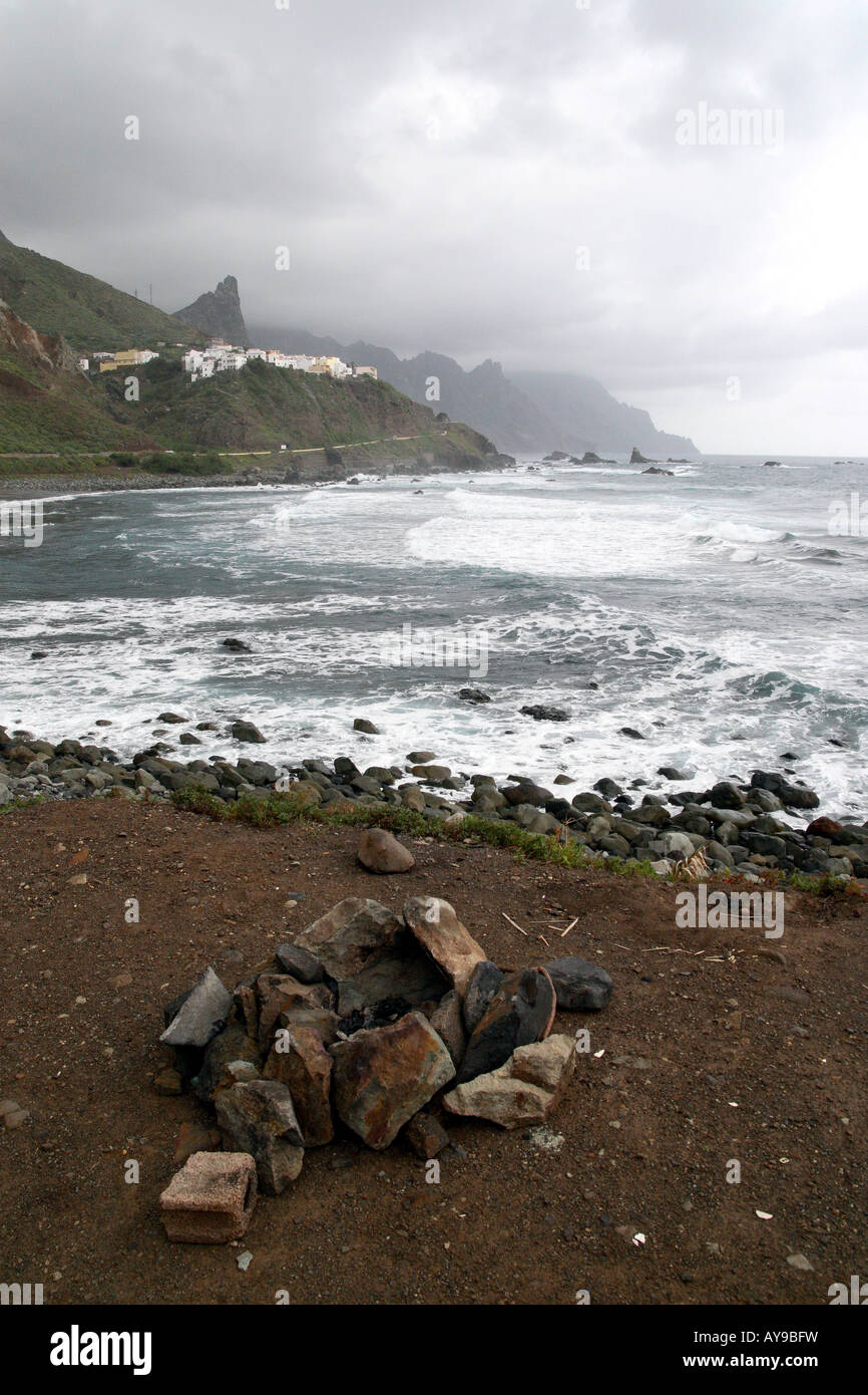 The treacherous rocky coast and cliffs of north east Tenerife around ...