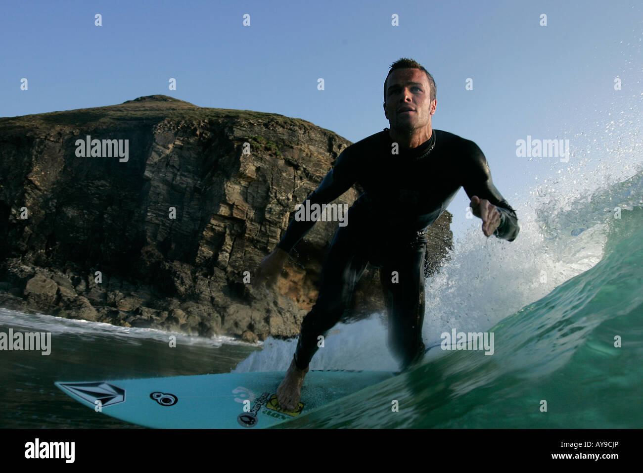 Joss Ash surfing action, Chapel Porth, Cornwall, UK Stock Photo - Alamy
