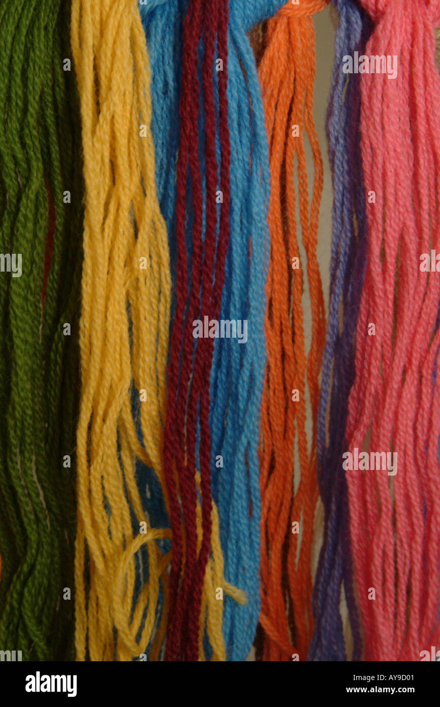 multi coloured strands of wool Stock Photo - Alamy