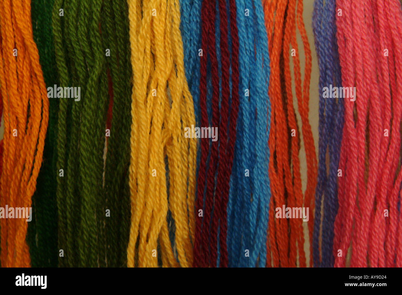 multi coloured strands of wool Stock Photo - Alamy