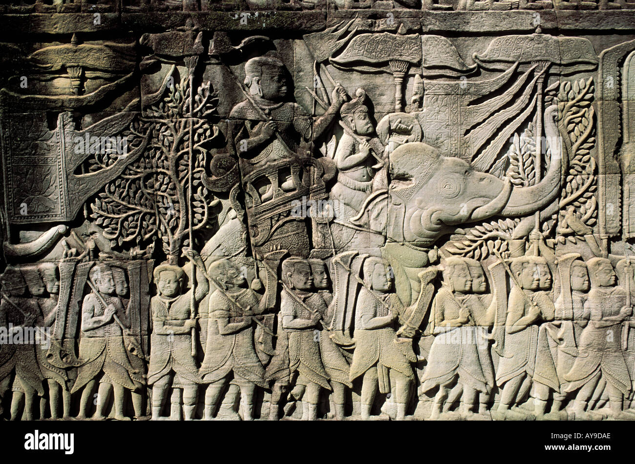Rock carving in Bayon temple Angkor Cambodia Asia Stock Photo - Alamy
