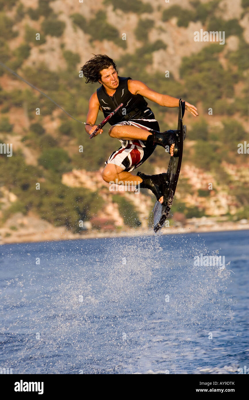 Wakeboarding action, speed and balance, Turkey Stock Photo - Alamy