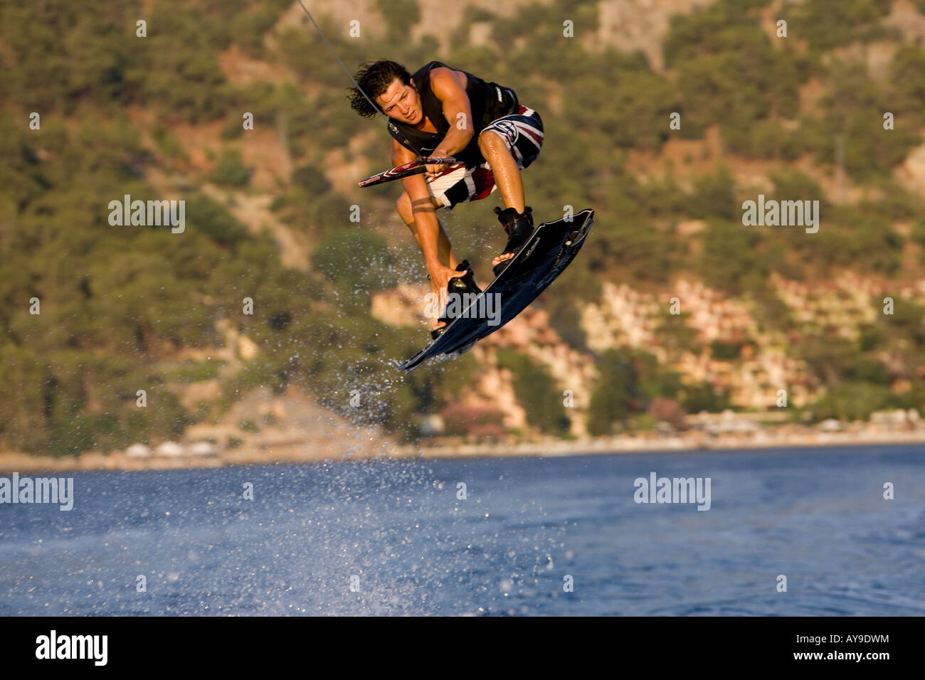 Wakeboarding action, speed and balance, Turkey Stock Photo - Alamy