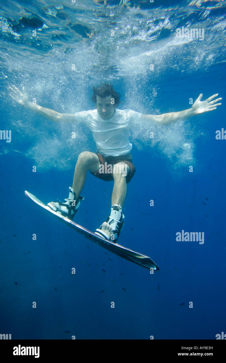 Wakeboarder underwater with arms out stretched, Turkey Stock Photo - Alamy