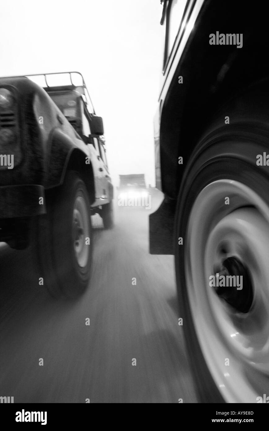 Land Rovers on safari Stock Photo - Alamy