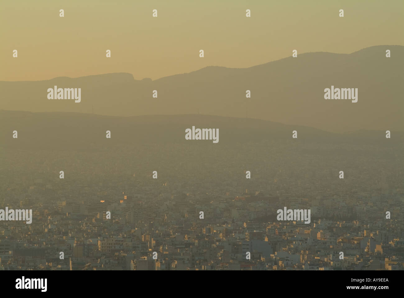 Greece Athens Skyline Smog Stock Photo - Alamy