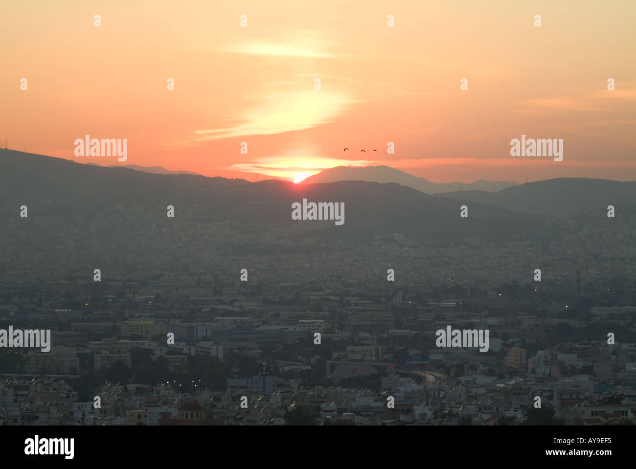 Greece Athens Skyline at Sunset Stock Photo - Alamy