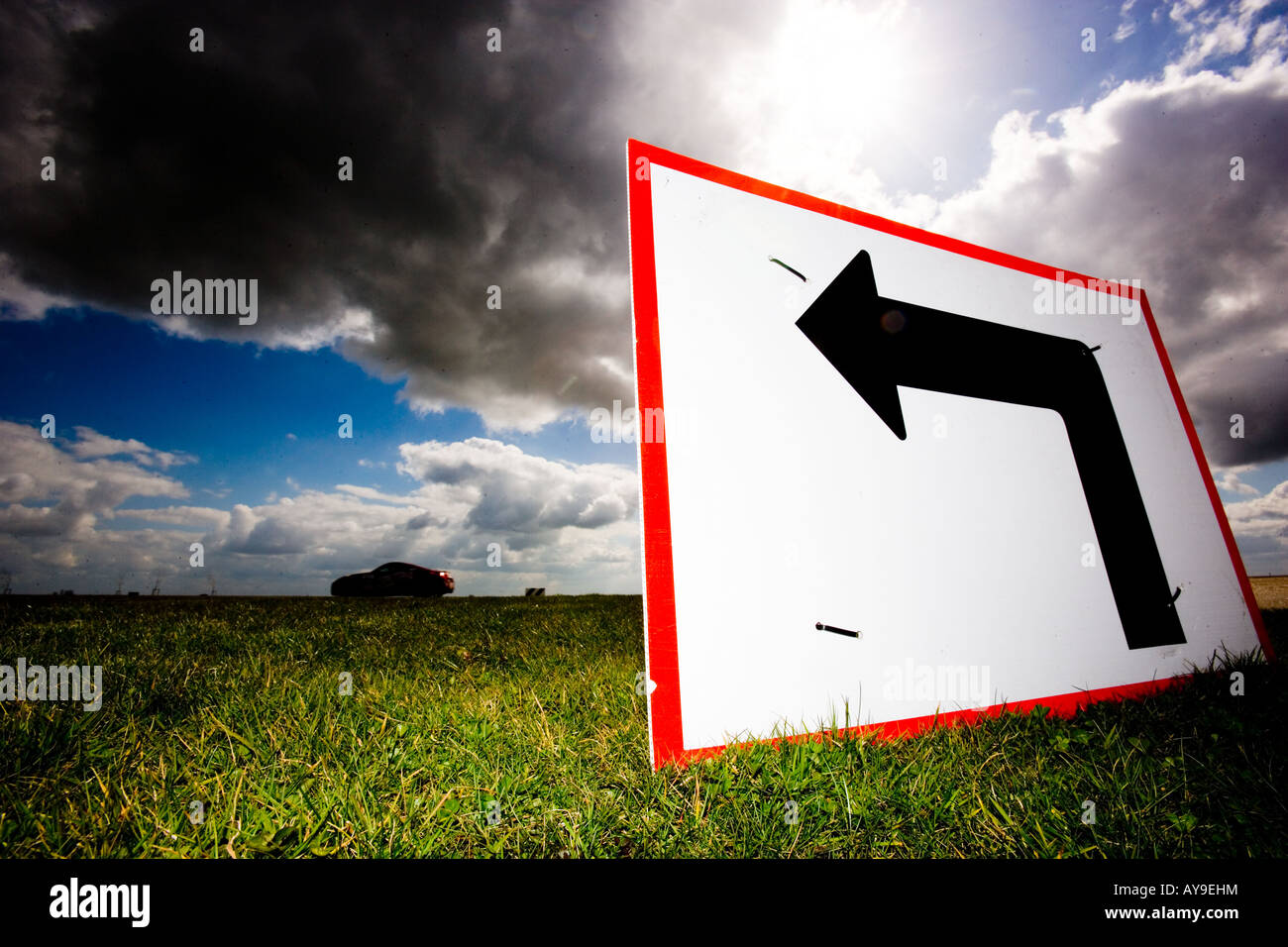 Left hand corner road sign, Bedford, England, UK Stock Photo - Alamy