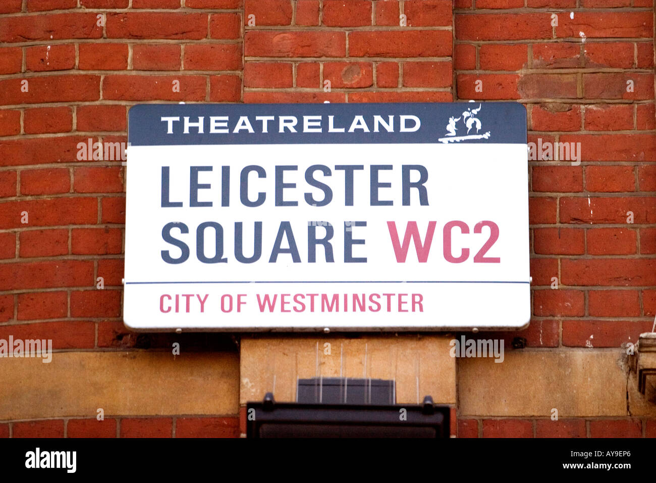 leicester square street sign street london england Stock Photo - Alamy