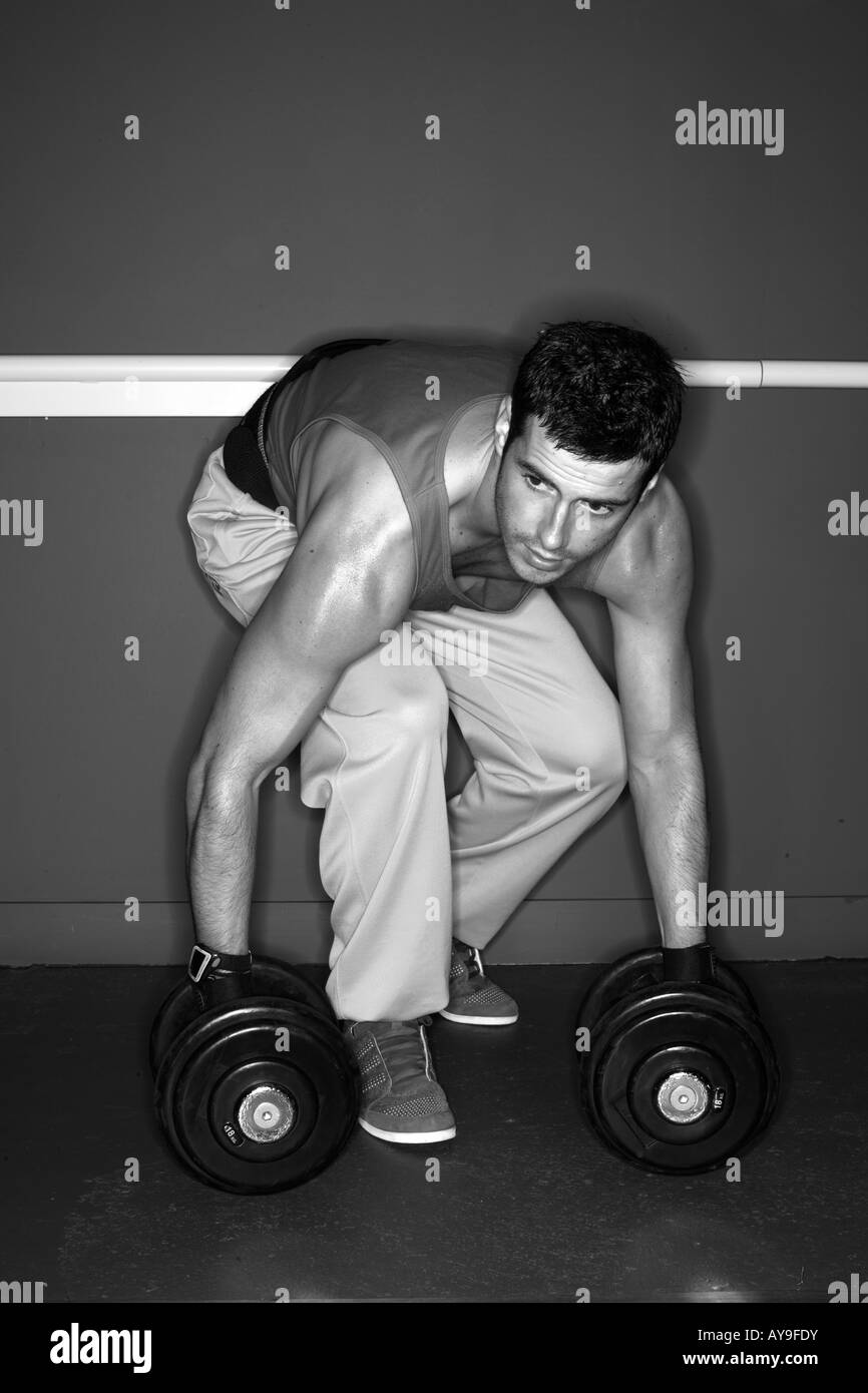 Fitness weights man Black and White Stock Photos & Images - Alamy