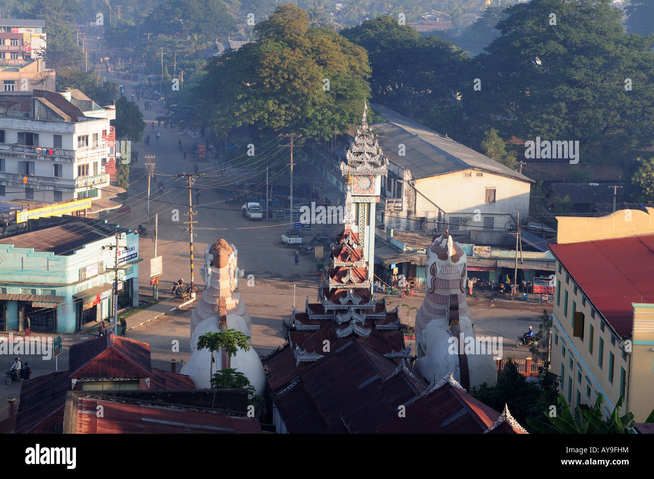 The town of Pyay seen from The Shwesandaw pagoda Pyay Myanmar Stock ...