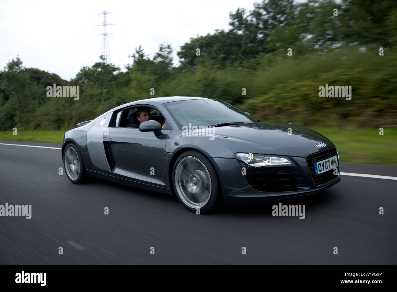 AUDI R8 sports car test drive on the road Stock Photo - Alamy