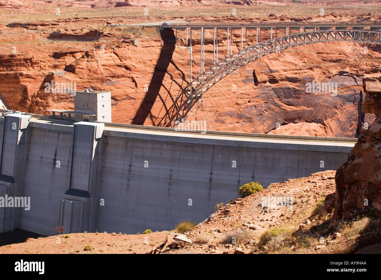 Glen Canyon dam and bridge, Page Arizona Stock Photo - Alamy