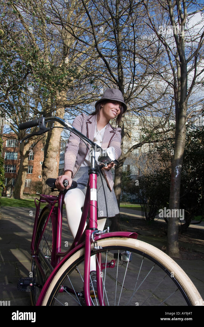 girl with bike in park Stock Photo - Alamy