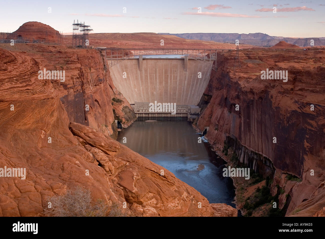 Glen Canyon dam, Page AZ, downstream side Stock Photo - Alamy