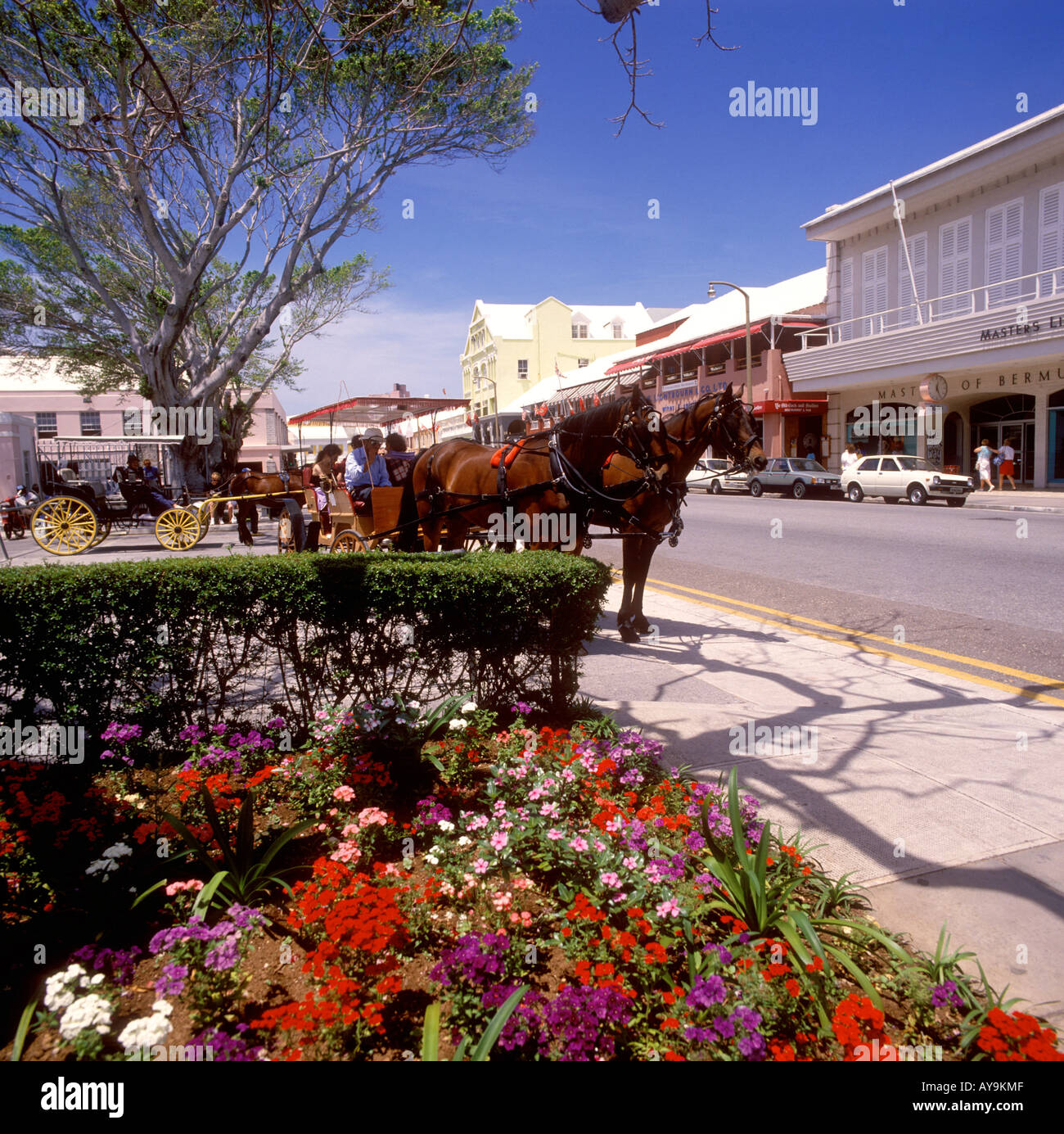 Bermuda, Hamilton, Colourful Front Street in the Bermudan capital Stock ...