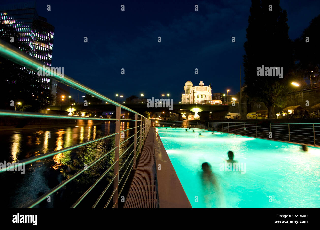 Vienna, swimming pool on the Danube Channel Stock Photo - Alamy