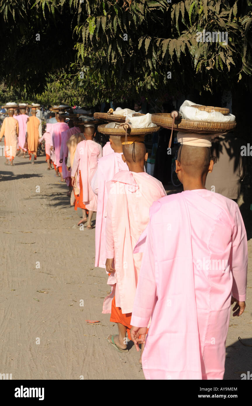 Female monks collecting food in the early morning Pyay Myanmar Stock ...