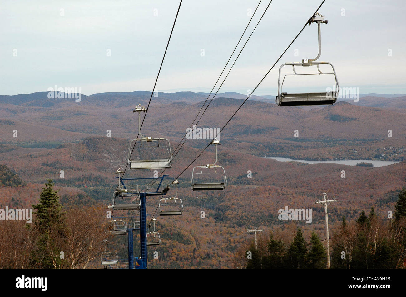 Mt Tremblant, The Flying Mile chair lift, Quebec, Canada Stock Photo ...