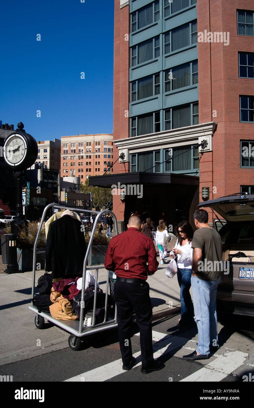 A bellhop helps arriving guests at the Tribeca Grand Hotel at 2 Avenue ...