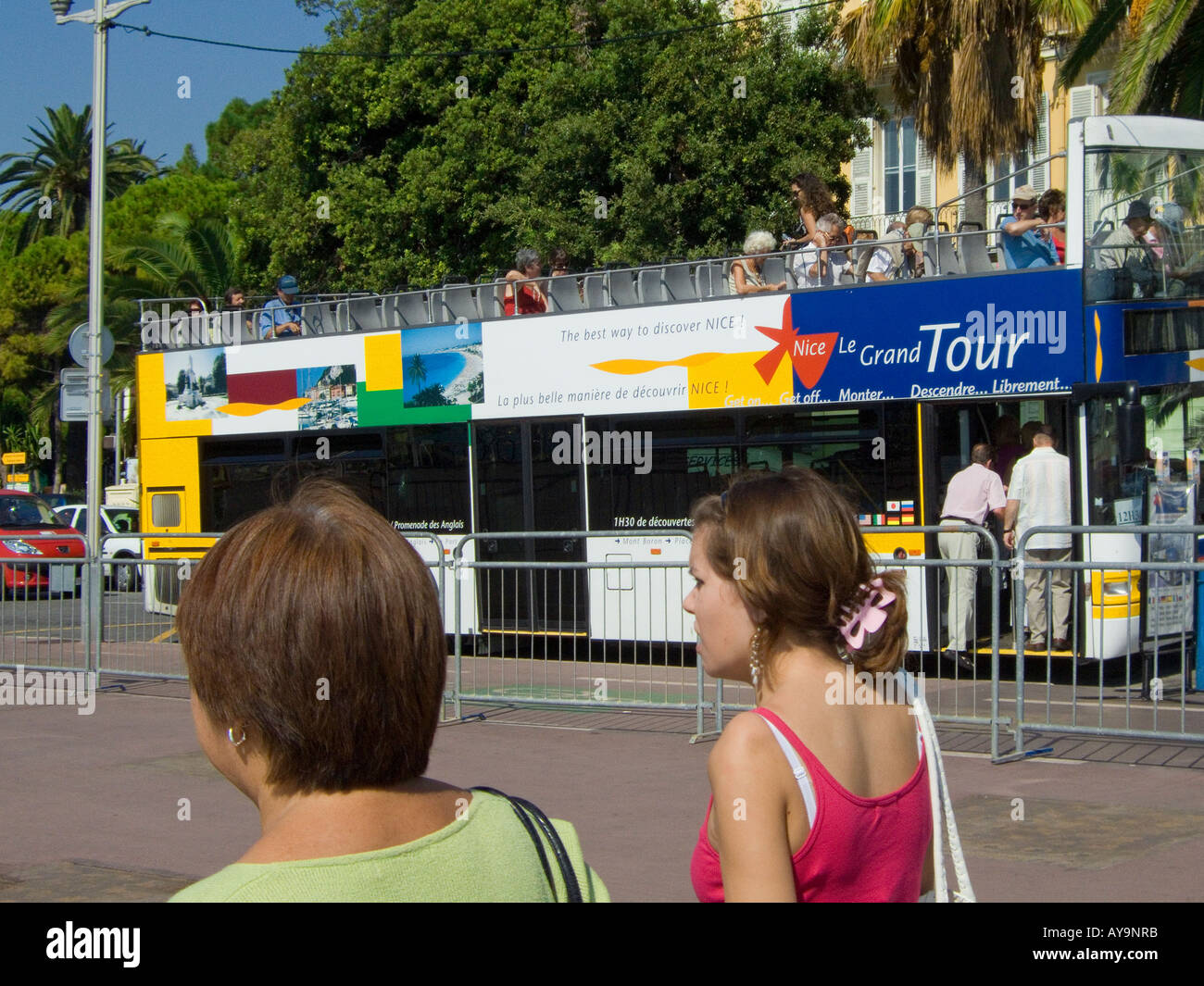 Nice Cote dAzur France - The open-topped tourist bus waiting for ...