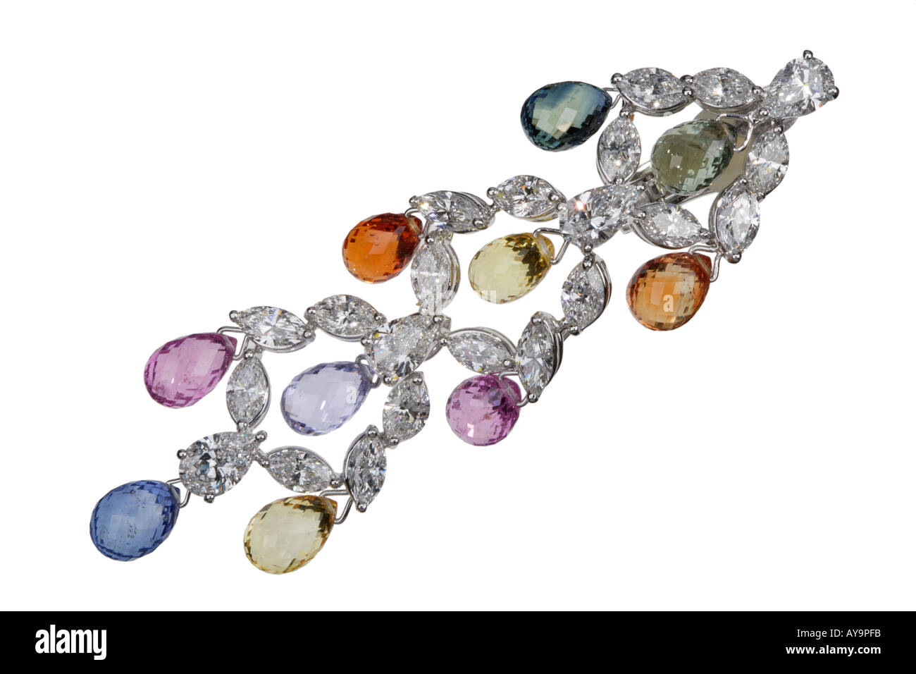 Graff diamond earring with different coloured stones Stock Photo - Alamy