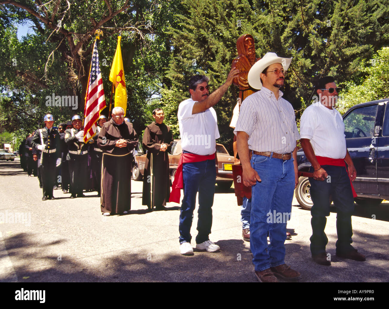 Sculpture of Saint Francis of Assisi is carried during fiesta, at Saint ...